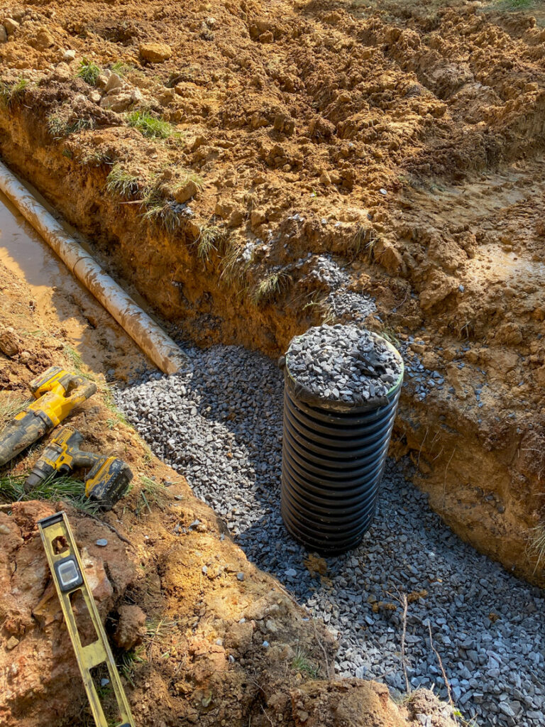 Retaining Wall & French Drain System Baltimore, MD - BedRock Siteworks